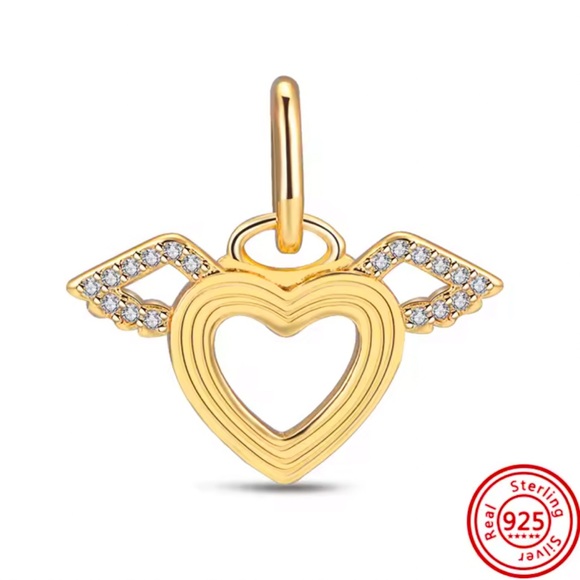 Jewelry | Nwot Heart Angel Wings Dangle Charm Sterling Silver 925 ...